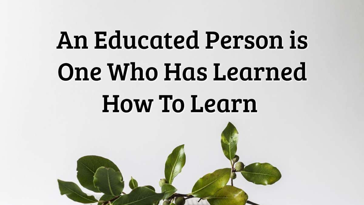 An Educated Person is One Who Has Learned How To Learn - Frithjof's Blog